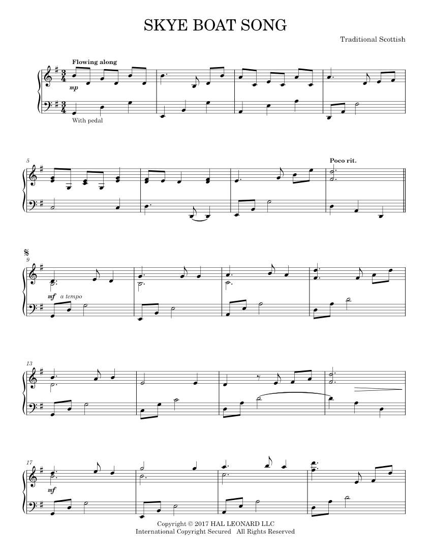 Play Official version of The skye boat song sheet music by Misc ...