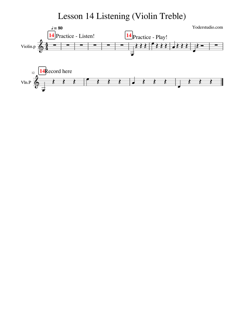 Lesson 14 Listening (Violin Treble) Sheet music for Piano (Solo ...