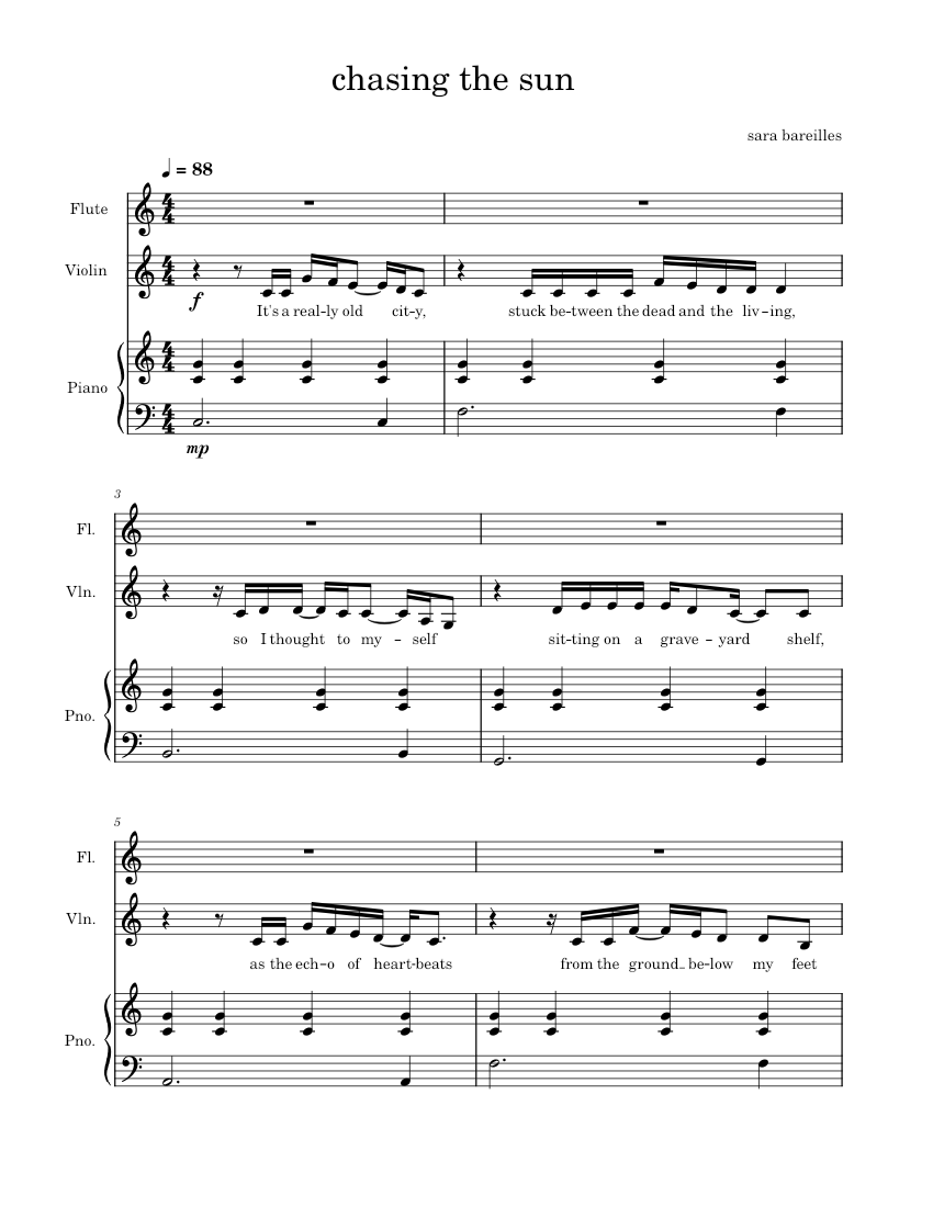 Chasing the sun – Sara Bareilles chasing_the_sun-church Sheet music for ...