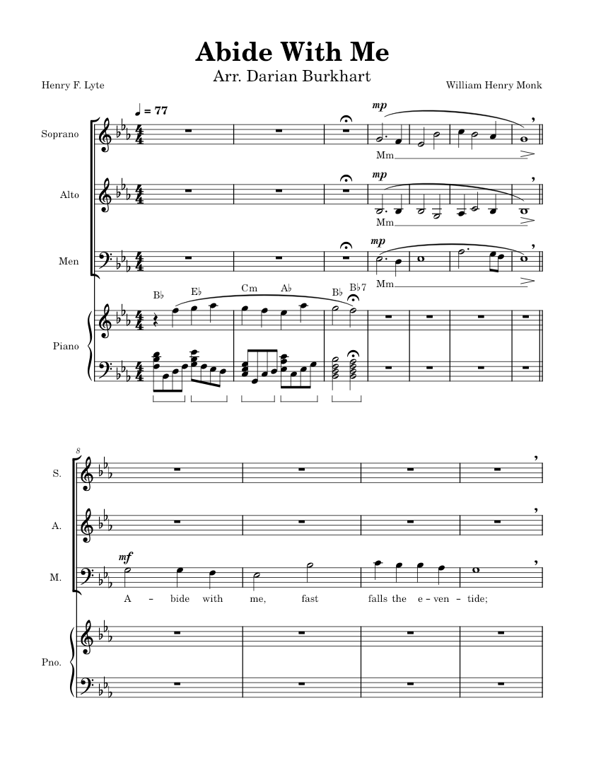 Abide with me – William Henry Monk Sheet music for Piano, Soprano, Alto ...