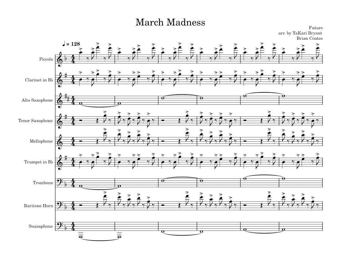 March Madness – Future Sheet Music for Trombone, Tuba, Oboe, Saxophone ...