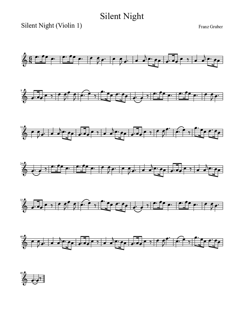 Silent Night (Violin 1) Sheet music for Violin (Solo) | Musescore.com