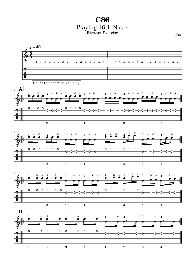 GTR86-M9-Playing Sixteenth Notes Sheet music for Guitar (Solo ...