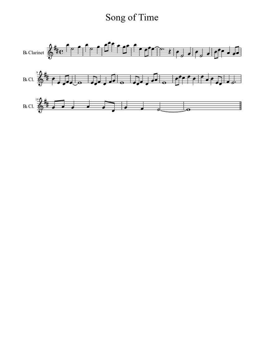 Song of Time Sheet music for Clarinet other (Solo) | Musescore.com