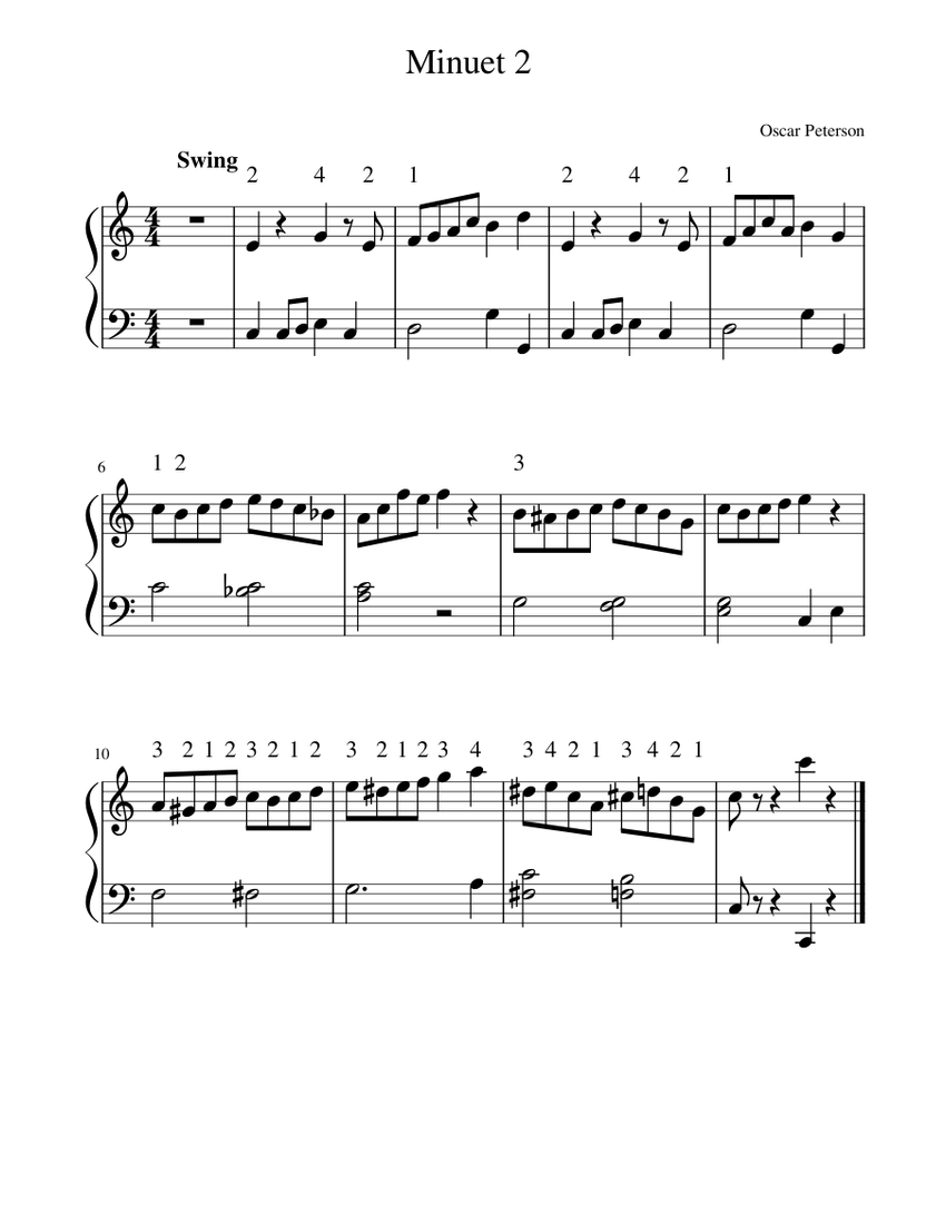 Minuet 2 Sheet music for Piano (Solo) Easy | Musescore.com