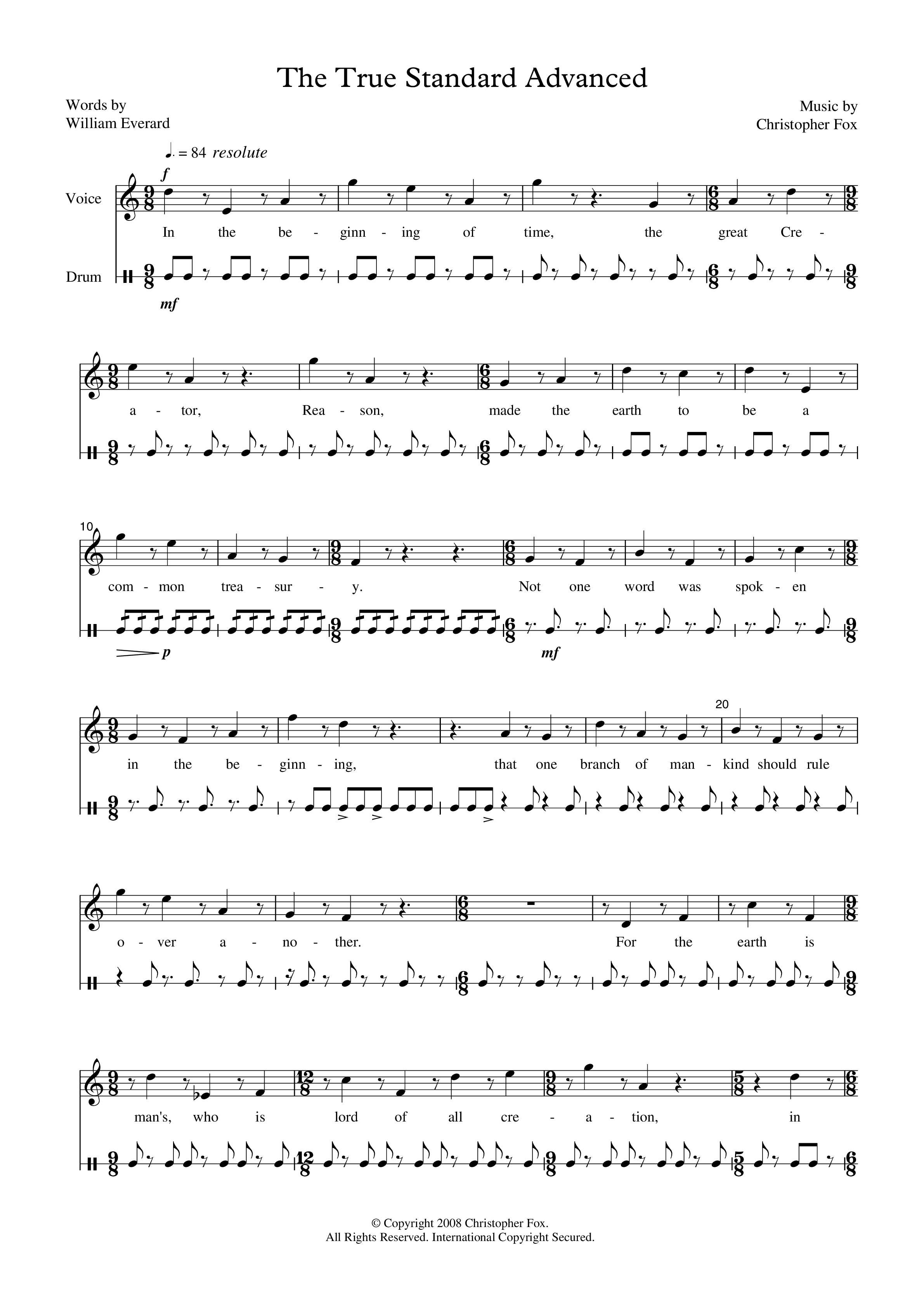 The True Standard Advanced (for voice and drum) Sheet music for Piano ...