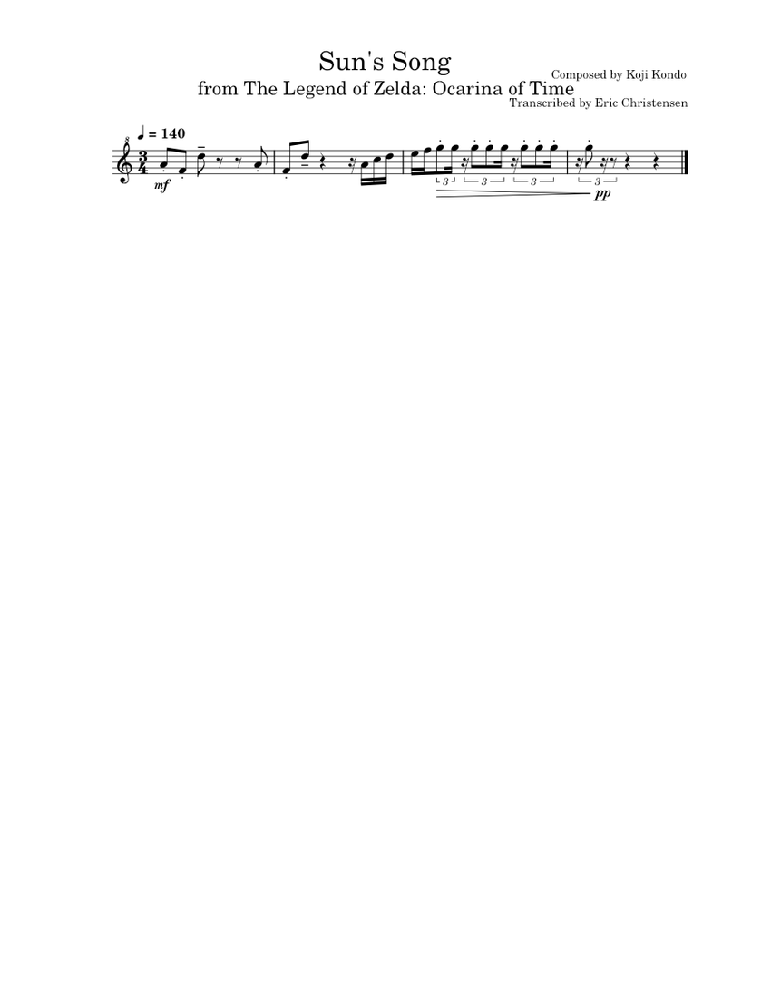 Sun's Song (Ocarina) - Ocarina of Time Sheet music for Flute other ...