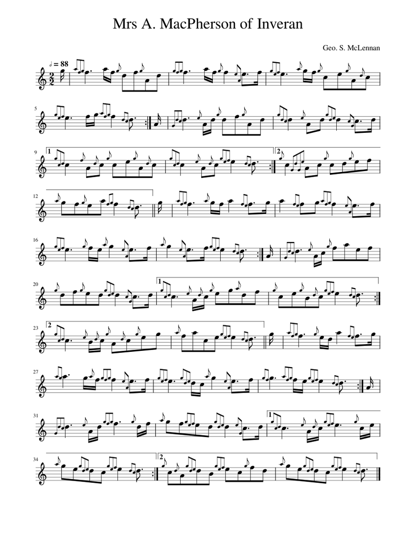 Mrs A. MacPherson of Inveran Sheet music for Piano (Solo) | Musescore.com