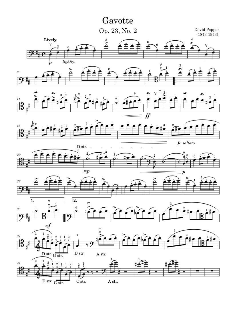 Gavotte No. 2 Op. 23 (Cello Solo) Sheet music for Cello (Solo ...