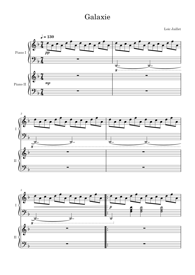 Galaxie Sheet music for Piano (Piano Duo) | Musescore.com