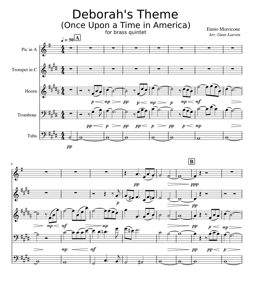 Deborahs_theme_Once_upon_a_Time_in_America_-_Ennio_Morricone Sheet Music for Trombone, Tuba ...