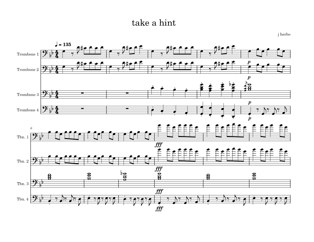 take a hint tf Sheet Music for Trombone (Mixed Quartet) | MuseScore.com