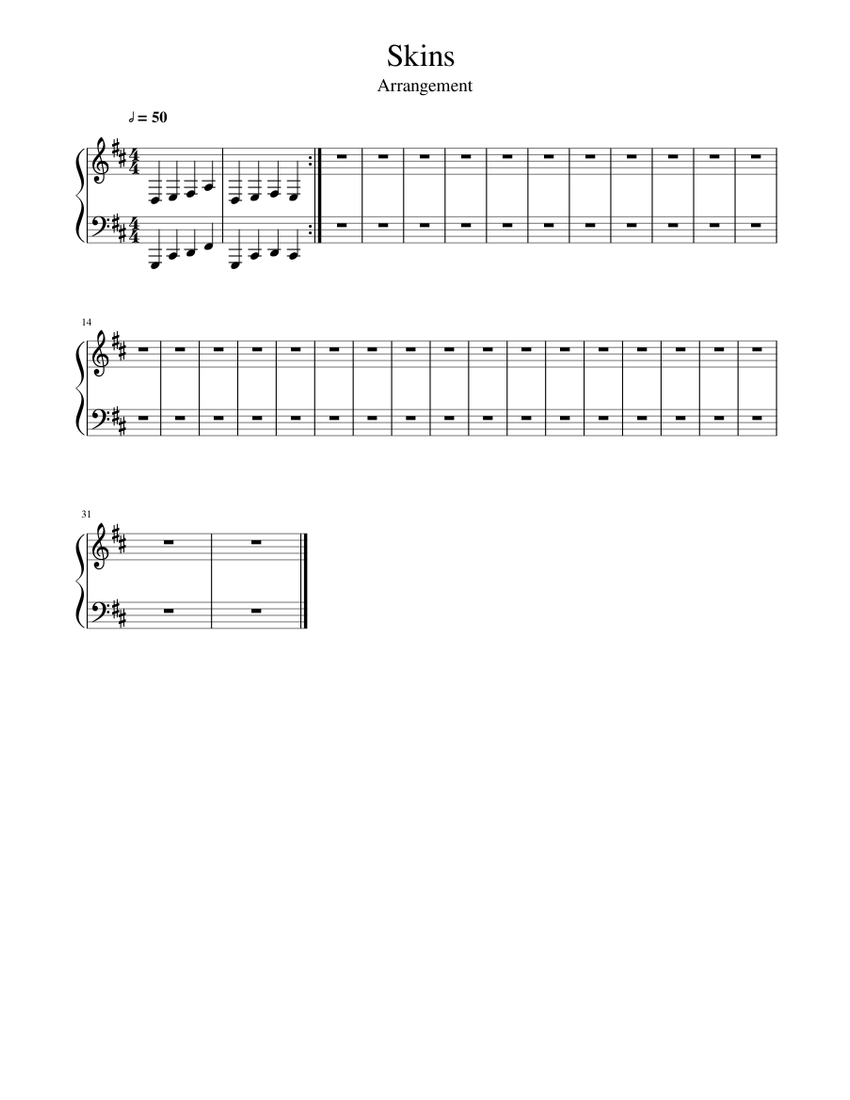 Skins Sheet music for Piano (Solo) Easy | Musescore.com