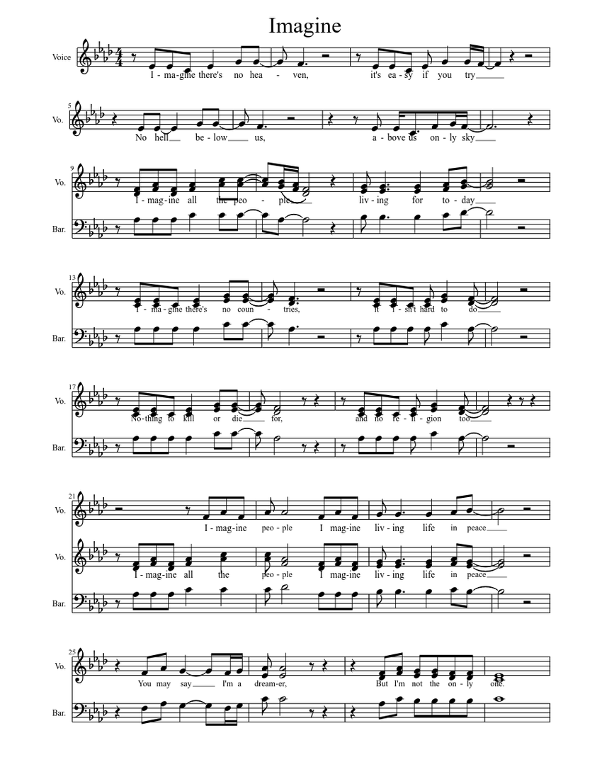 Imagine Sheet music for Voice (Other) (Choral) | Download and print in ...
