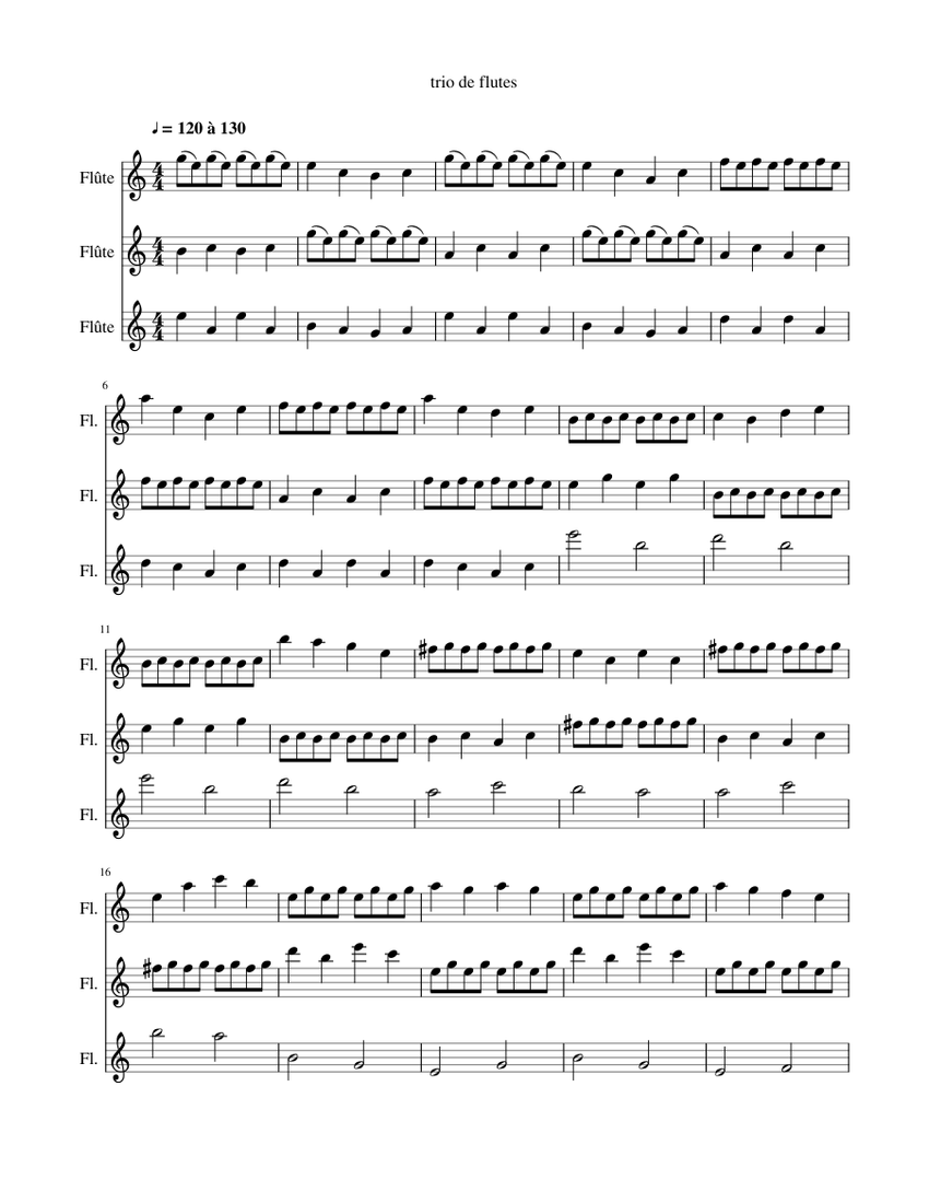 trio de flûte Sheet music for Flute (Woodwind Trio) | Musescore.com