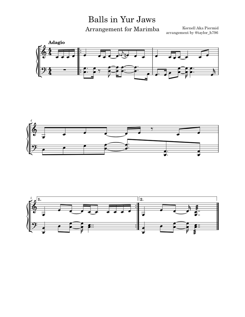 Balls in Yur Jaws for Marimba – Kornell Aka Piermid/arr. taylor_h796 Sheet music for Marimba ...