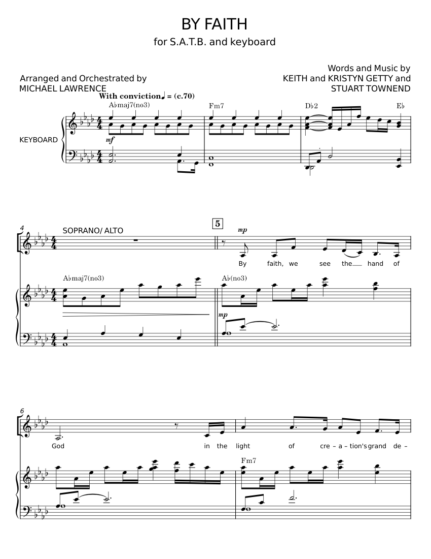 By faith - Keith and Kristyn Getty Sheet music for Piano, Synthesizer ...