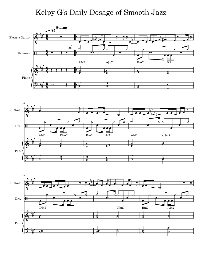 smooth jazz Sheet music for Piano, Guitar, Drum group (Mixed Trio ...