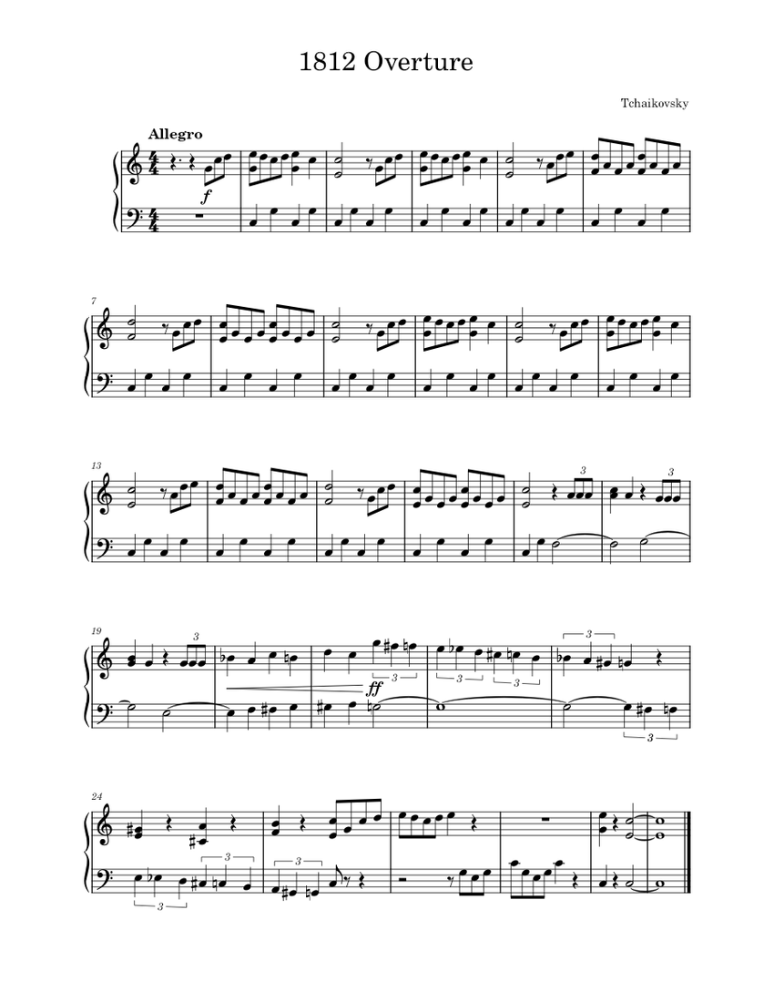 1812 Overture, Op.49 – Pyotr Ilyich Tchaikovsky 1812_Overture Sheet ...