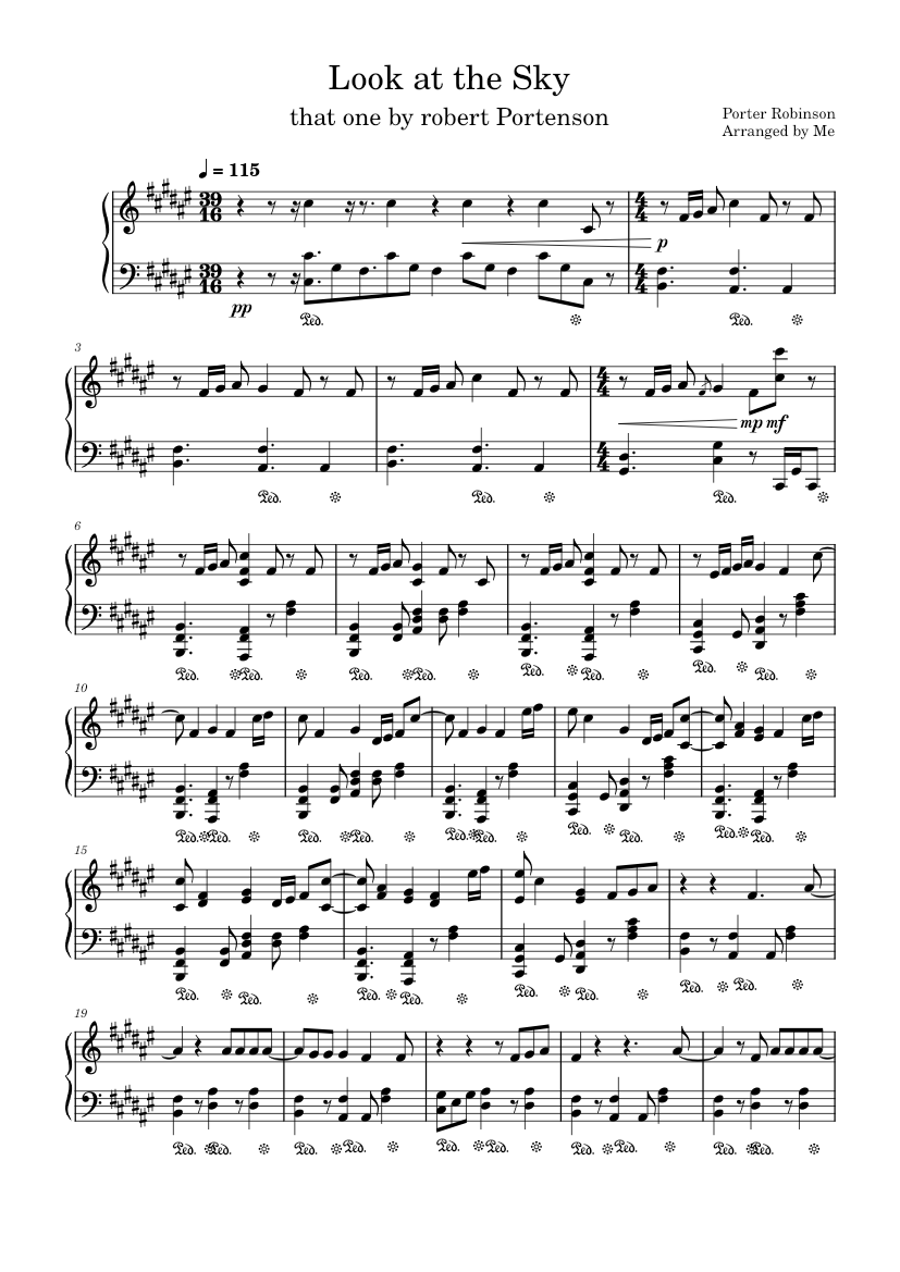 Look At The Sky – Porter Robinson Sheet Music for Piano (Solo ...