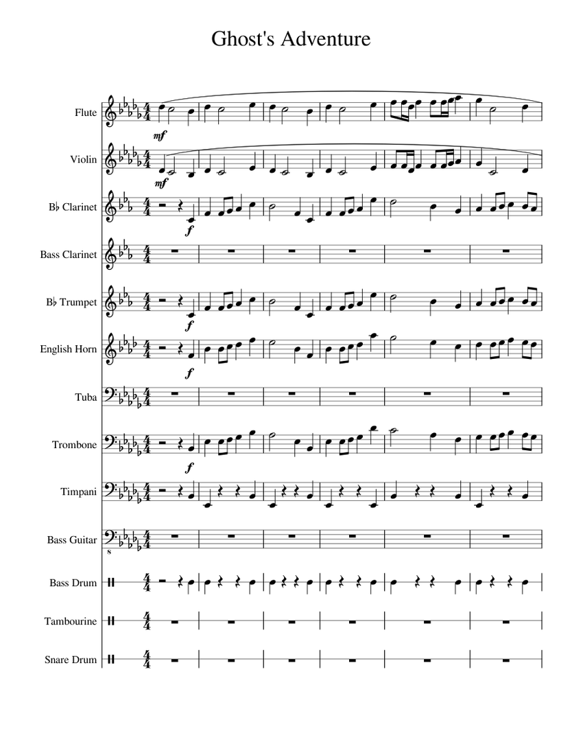 Ghost's Adventure Sheet music for Trumpet (In B Flat), Violin, Trombone ...