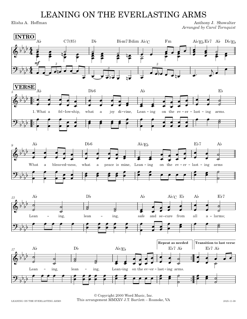 Leaning on the Everlasting Arms Sheet music for Piano (Solo ...