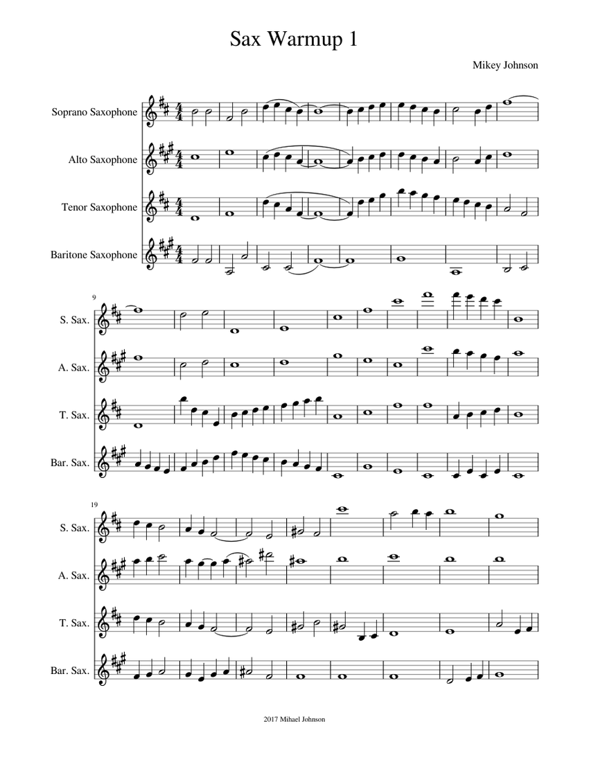 Sax Warmup 1 Sheet music for Saxophone alto, Saxophone tenor, Saxophone ...