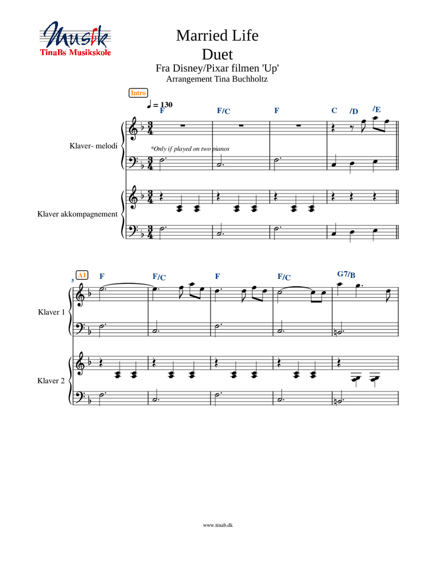 UP Disney duet Sheet music for Piano (Piano Duo) | Musescore.com
