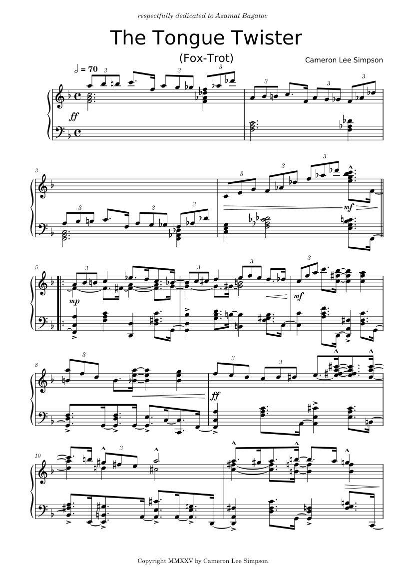 The Tongue Twister Sheet Music for Piano (Solo) | MuseScore.com