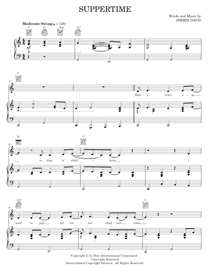 Suppertime Sheet music for Piano, Vocals by Elvis Presley Official ...