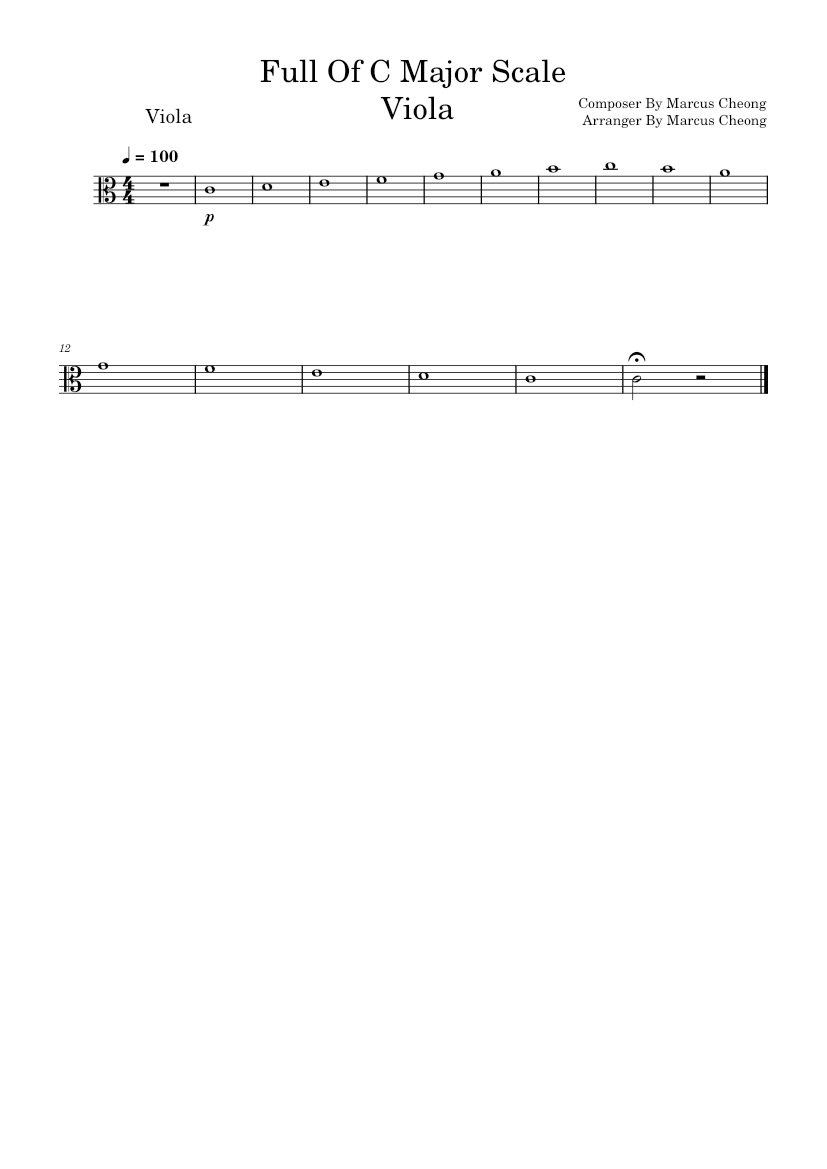 Full Of C Major Scale Viola Sheet music for Viola (Solo) | Musescore.com
