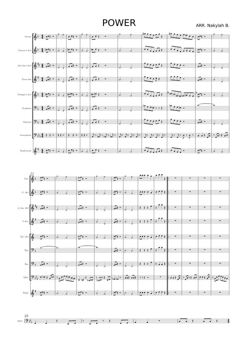 Power – Kanye West Sheet music for Trombone, Euphonium, Flute piccolo, Clarinet in b-flat & more ...