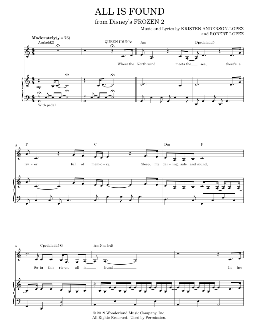 All Is Found (from Disney's Frozen 2) Sheet music for Piano, Vocals ...