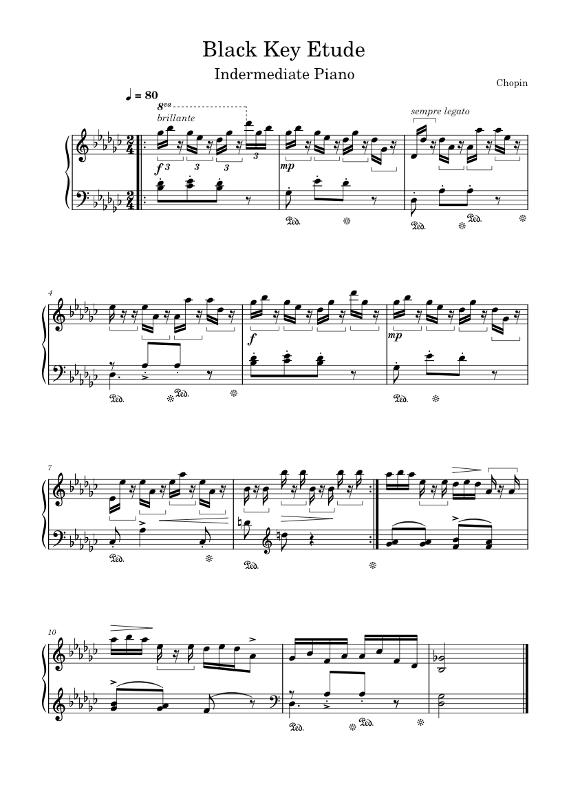 Études, Op.10 – Frédéric Chopin Black Key Etude Sheet music for Piano ...