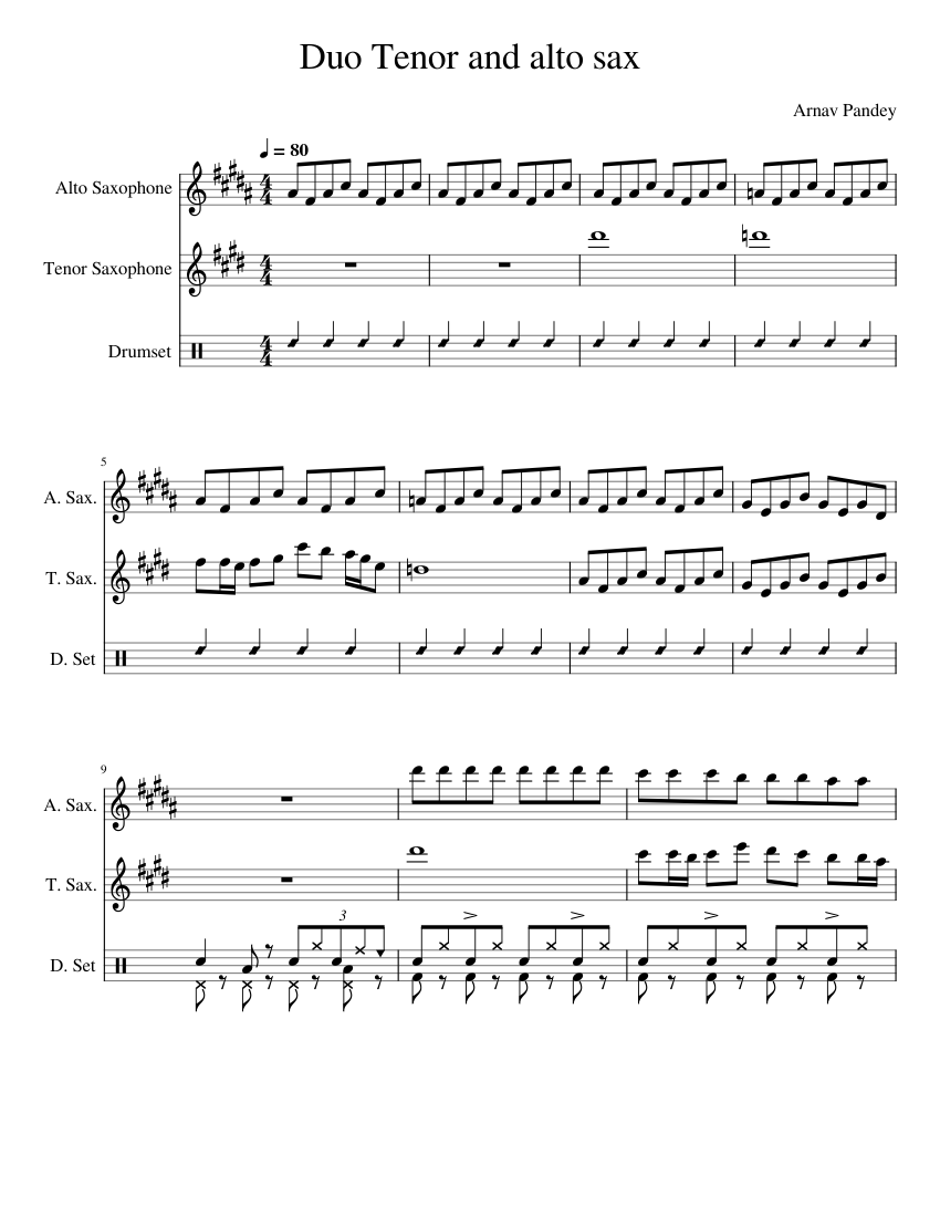 Duo_Tenor_and_alto_sax Sheet music for Saxophone alto, Saxophone tenor ...