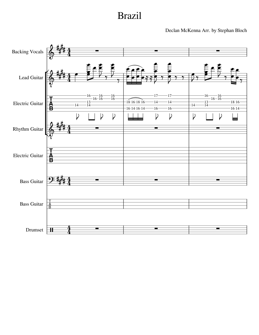 Brazil - Declan McKenna Sheet music for Vocals, Guitar, Bass guitar ...