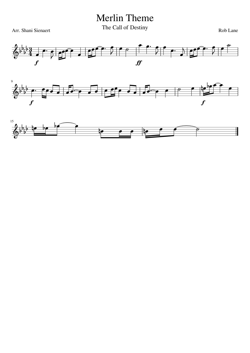 Merlin Theme Sheet music for Flute (Solo) | Musescore.com