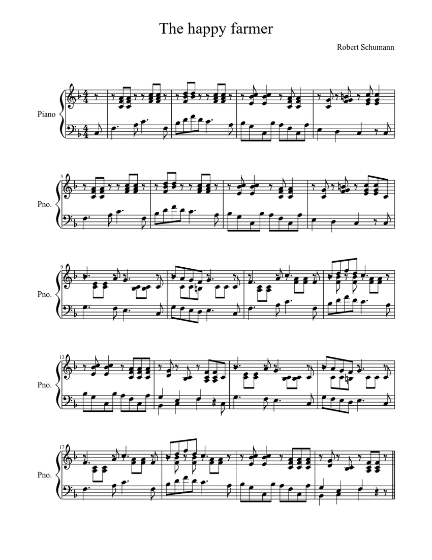 The happy farmer Sheet music for Piano (Solo) | Musescore.com