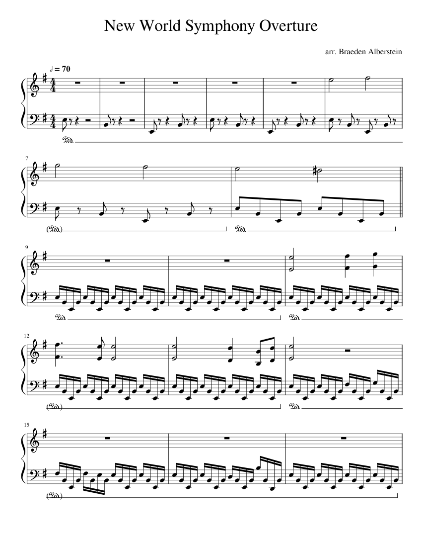 New World Symphony Overture Sheet music for Piano (Solo) | Musescore.com