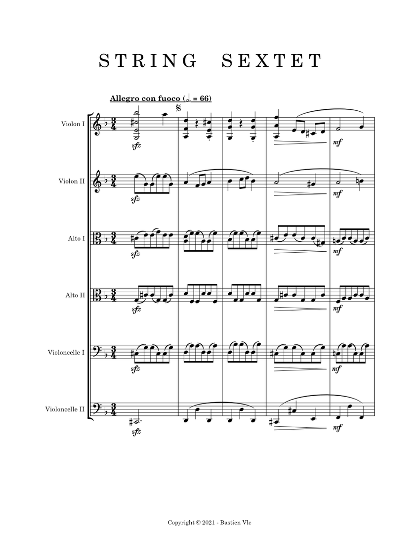 String Sextet Sheet music for Violin, Viola, Cello (String Sextet ...