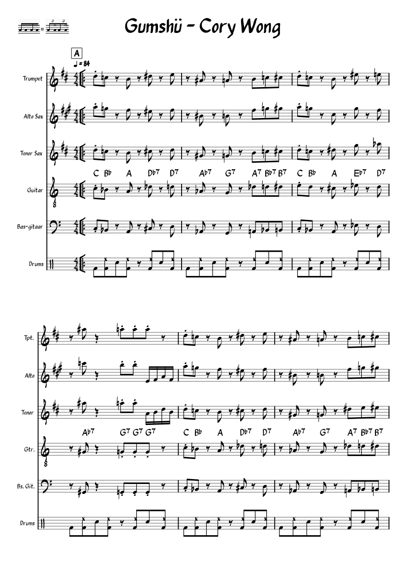 Gumshu - Cory Wong Sheet Music with Chords for Saxophone alto ...