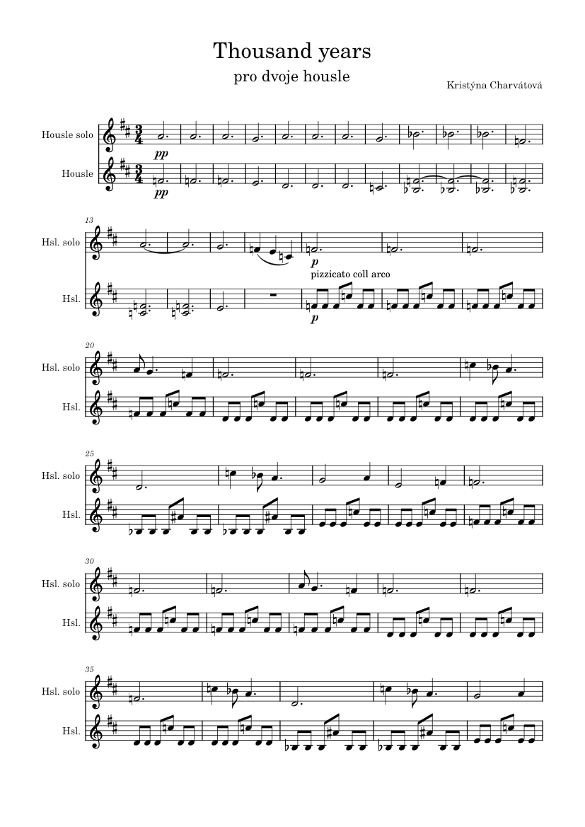 Thousand years - violin duet Sheet Music for Violin (String Duet ...