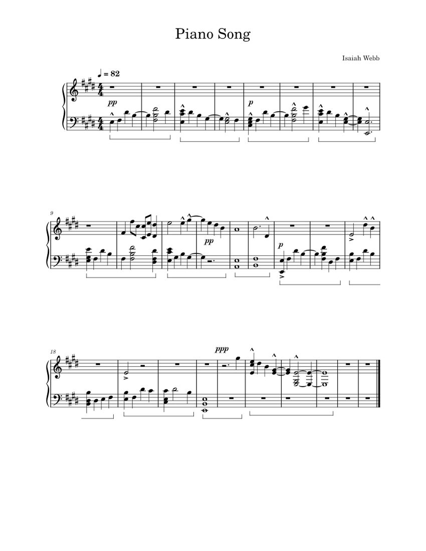 Piano Song Sheet music for Piano (Solo) Easy | Musescore.com