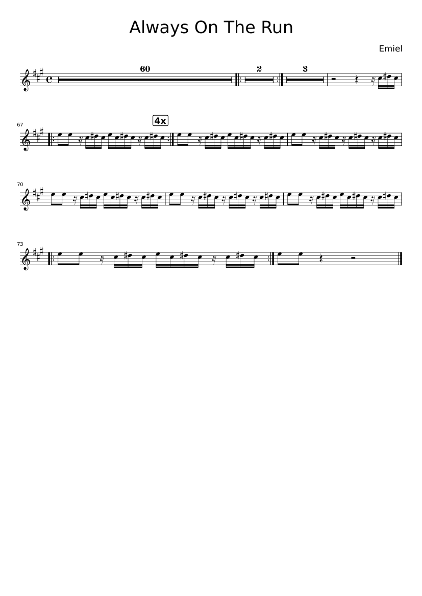 Always_On_The_Run trumpet.mscz Sheet music for Trumpet other (Solo) | Musescore.com