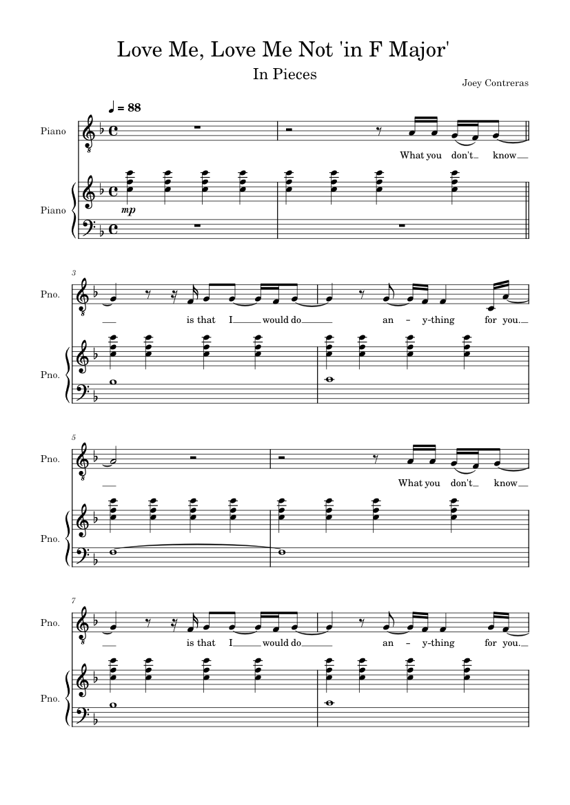 Love Me, Love Me Not – In Pieces Sheet Music for Piano (Piano Duo ...