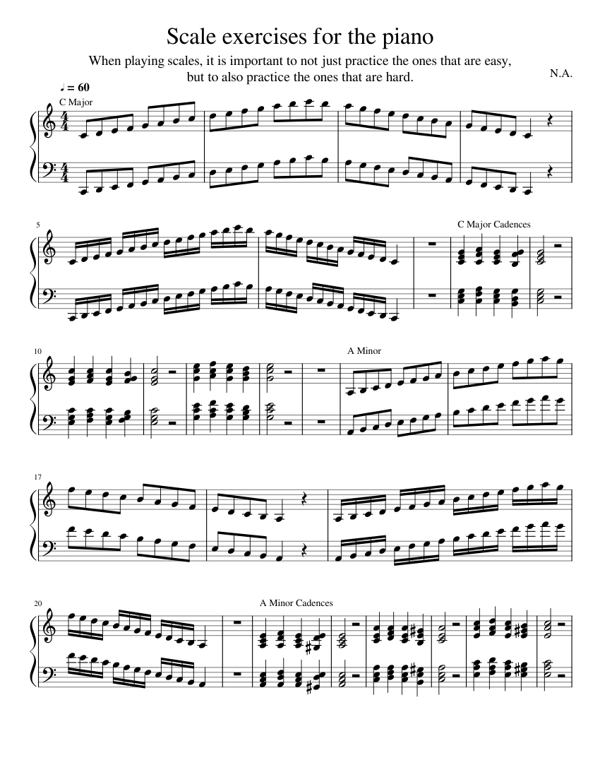 Scale exercises for the piano Sheet music for Piano (Solo) | Musescore.com