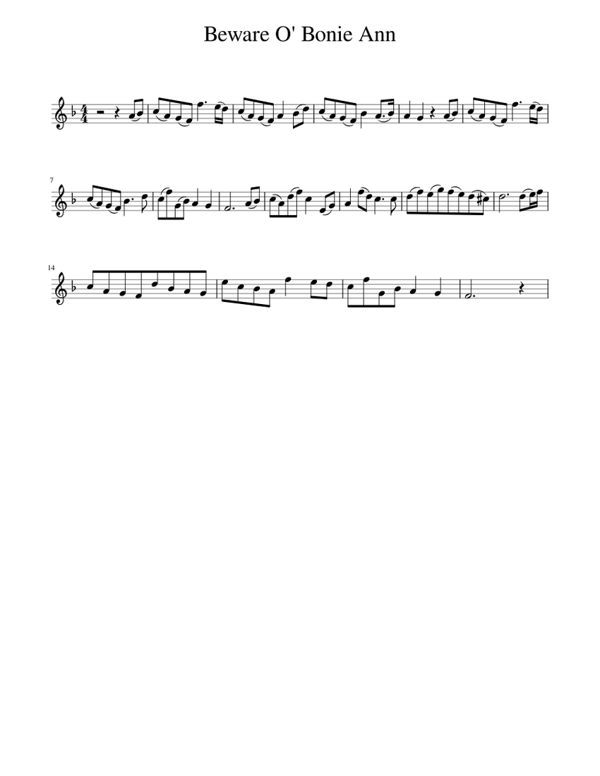 Beware O' Bonie Ann Sheet music for Piano (Solo) | Musescore.com