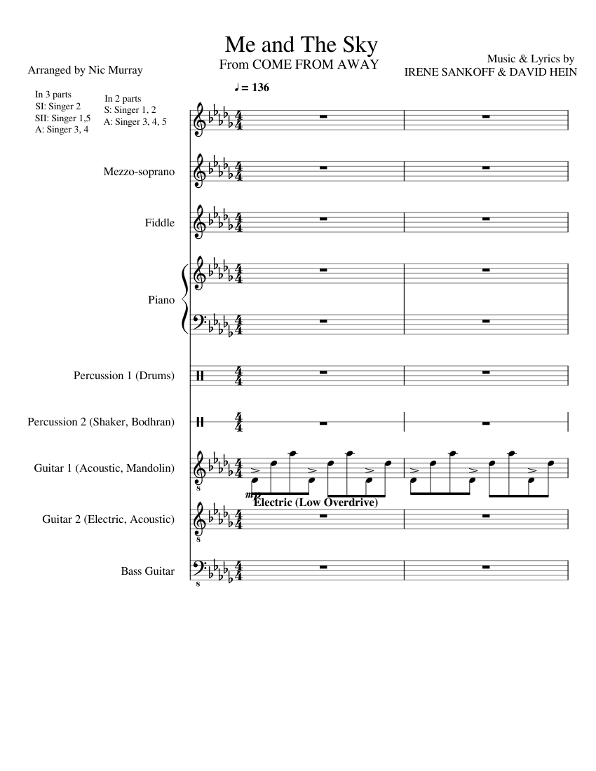 Me and The Sky from Come From Away Sheet music for Piano, Vocals, Mezzo ...