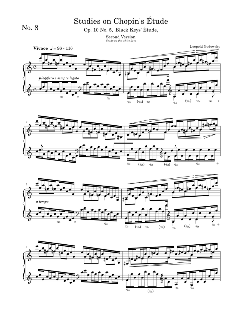 Study No. 8 on Chopin's Étude (Op. 10 No. 5) – Leopold Godowsky Sheet music for Piano (Solo ...
