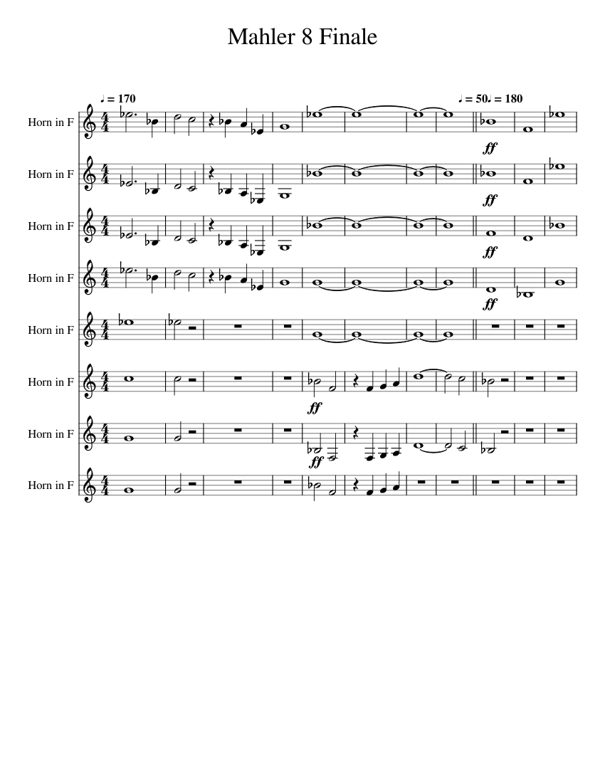 Mahler 8 Finale Sheet music for French horn (Brass Ensemble ...